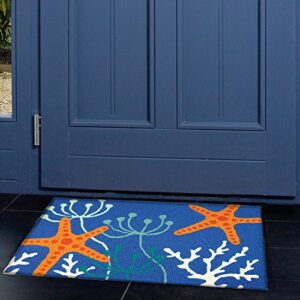 Jellybean Starfish Royal Blue Coastal Indoor/Outdoor Machine Washable 21" x 33" Accent Rug