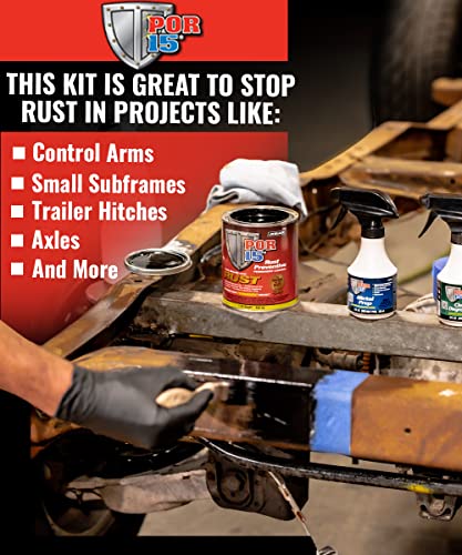 POR-15 Stop Rust Kit, Non-Porous Coating Seals and Protects Metal from Rust and Corrosion, Gloss Black