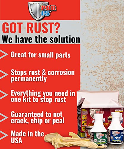 POR-15 Stop Rust Kit, Non-Porous Coating Seals and Protects Metal from Rust and Corrosion, Gloss Black