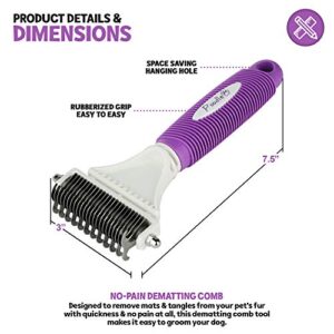 Poodle Pet Dematting Comb for Dogs – Handheld Undercoat Dematter Rake Grooming Tool for Long or Short Hair