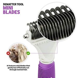 Poodle Pet Dematting Comb for Dogs – Handheld Undercoat Dematter Rake Grooming Tool for Long or Short Hair