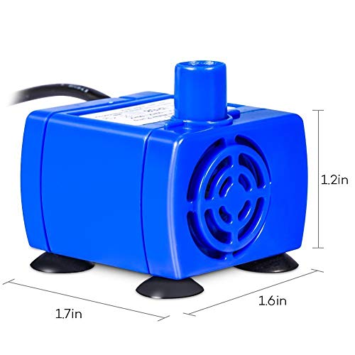 YOUTHINK Fountain Pump, Silent Submersible Pet Fountain Pump Low-pressure Consumption with 5.9 Feet of Power Cord, Suitable for 1.6l and 2.1l Flower Fountains