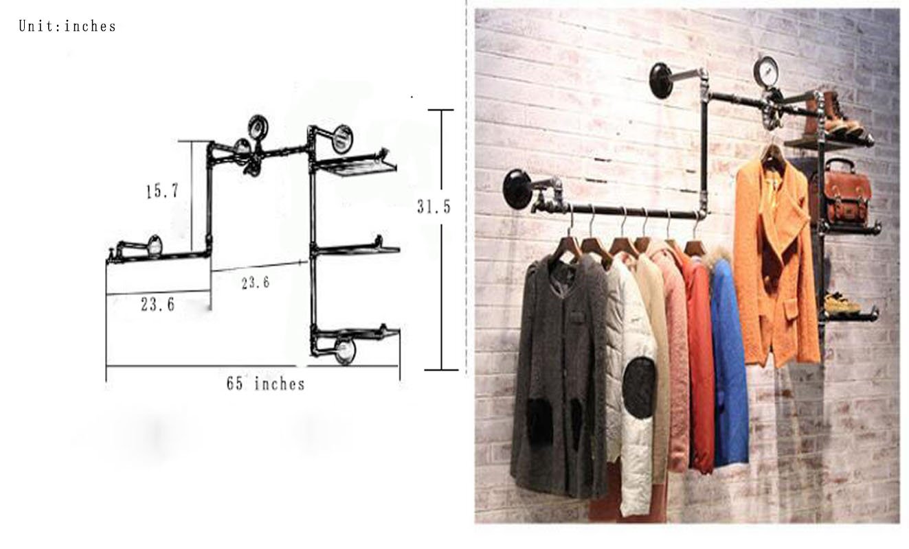 OTUGARE industrial pipe clothing rack industrial pipe hung clothing rack clothing display rack The clothes store display rack wall-mounted clothing display rack