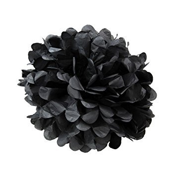 MOWO 18pcs Black and White Gold Craft Tissue Paper Pom Poms Kit Hanging Decorations Ceiling Hangs Wall Decor Tissue Paper Flowers Balls Wedding Party Favors Baby Shower Decorations