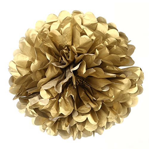 MOWO 18pcs Black and White Gold Craft Tissue Paper Pom Poms Kit Hanging Decorations Ceiling Hangs Wall Decor Tissue Paper Flowers Balls Wedding Party Favors Baby Shower Decorations