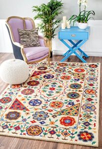 nuloom deonna hand tufted wool area rug, 4' x 6', multi