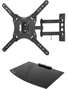 vivo 23 to 55 inch screen tv wall mount with adjustable tilt and entertainment shelf, floating av, dvd shelving, black, mount-vwsf1