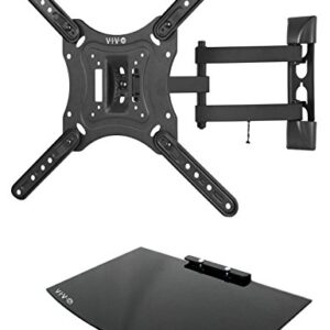 VIVO 23 to 55 inch Screen TV Wall Mount with Adjustable Tilt and Entertainment Shelf, Floating AV, DVD Shelving, Black, Mount-VWSF1