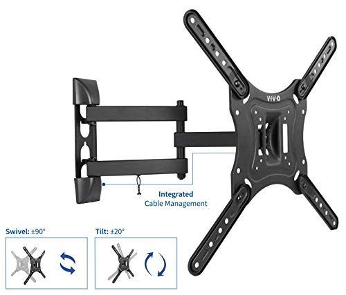 VIVO 23 to 55 inch Screen TV Wall Mount with Adjustable Tilt and Entertainment Shelf, Floating AV, DVD Shelving, Black, Mount-VWSF1