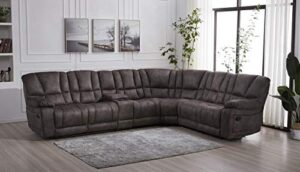 betsy furniture large microfiber reclining sectional living room sofa in grey 8019 [left or right]