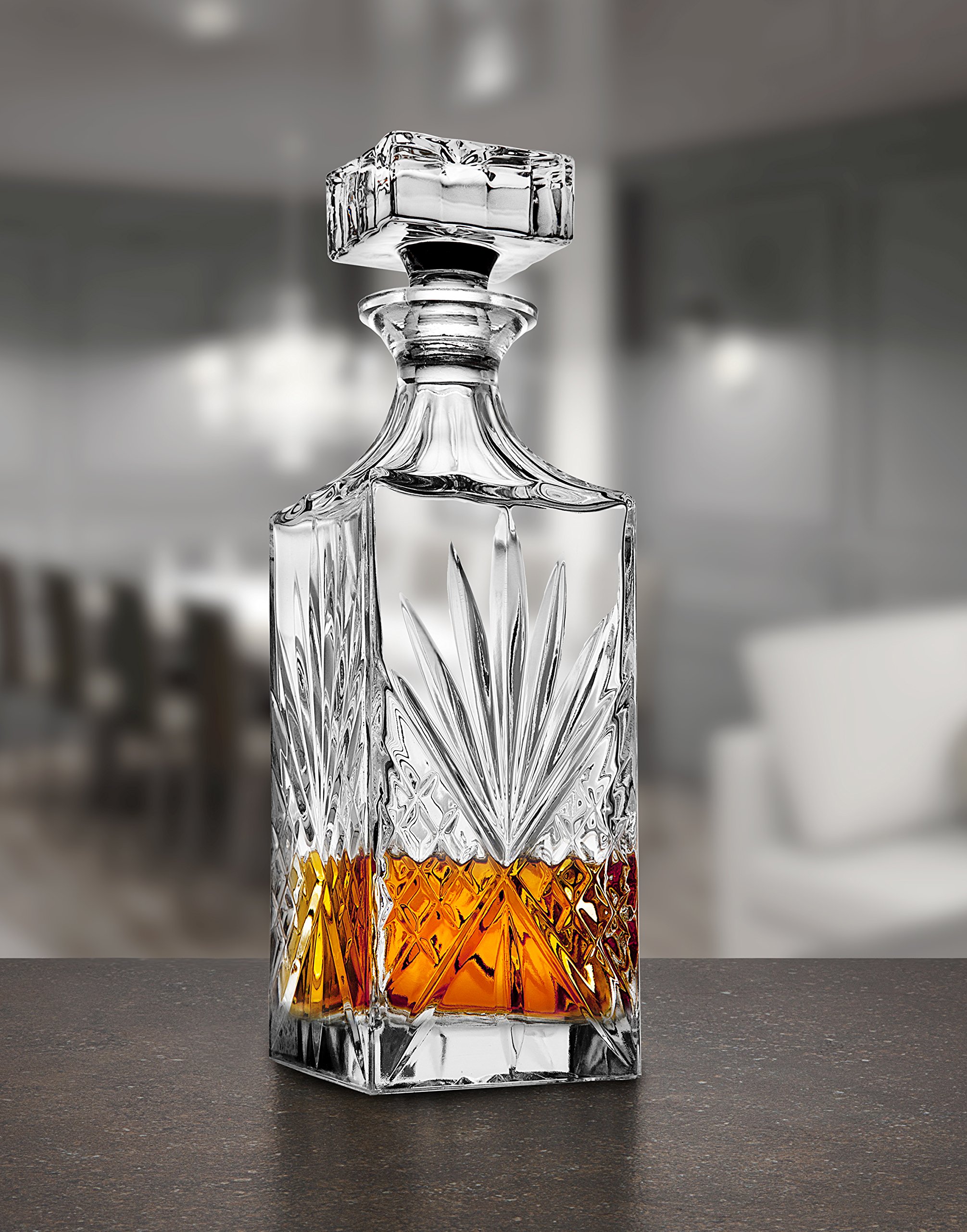 Whiskey Decanter for Scotch, Liquor, Vodka, Wine or Bourbon - Irish Cut 750ml