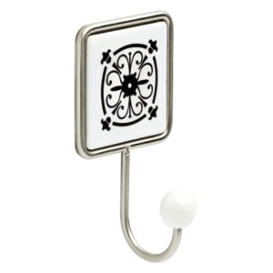 liberty 6-1/3" b35735c-wsn-u flat white and satin nickel decorative tile wall hook