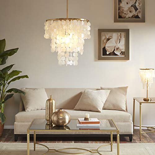 Urban Habitat Isla Modern Classic Chandeliers-Metal, White Shell Shade Pendant Ligthing Lamp Ceiling Dining Room Lighting Fixtures Hanging