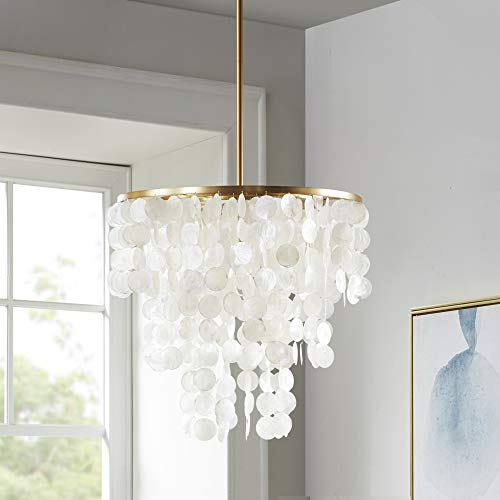 Urban Habitat Isla Modern Classic Chandeliers-Metal, White Shell Shade Pendant Ligthing Lamp Ceiling Dining Room Lighting Fixtures Hanging