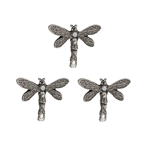 Norma Jean Designs Dragonfly Decorative Metal Hooks, Small, Silver