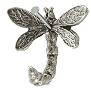 Norma Jean Designs Dragonfly Decorative Metal Hooks, Small, Silver