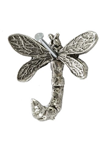 Norma Jean Designs Dragonfly Decorative Metal Hooks, Small, Silver