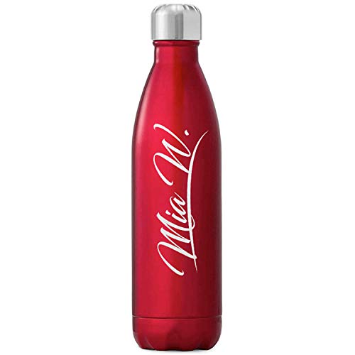 Sofia's Findings Personalized | Custom Engraved Water Bottle | Groomsmen Gift | Double Wall Stainless Steel Vacuum Insulated Water Bottle | Keeps Your Drink Hot & Cold | 17 Oz (500 ml) (Red)