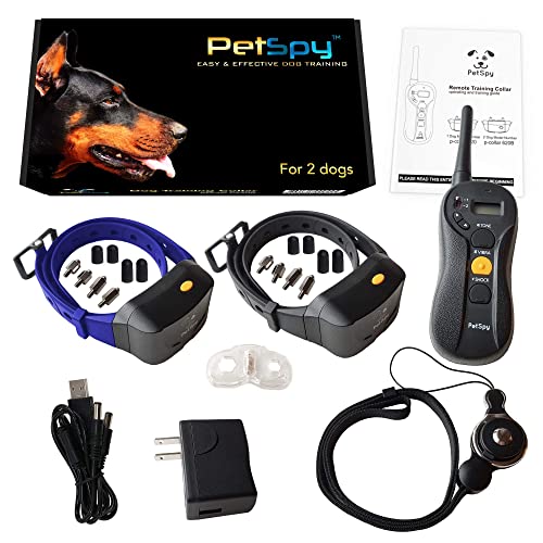 PetSpy P620 Dog Training Shock Collar for Dogs with Vibration, Electric Shock, Beep; Rechargeable and Waterproof Remote Trainer E-Collar - 10-140 lbs