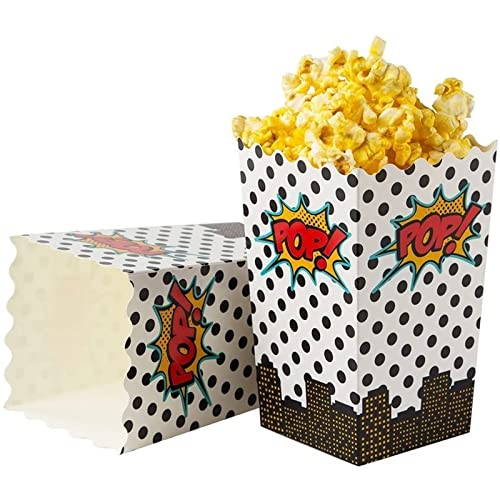 100 Pack Bulk Comic Book-Styled 20oz Mini Popcorn Boxes for Halloween, Movie Nights, Party Supplies (3.3 x 5.6 x 3.3 In)