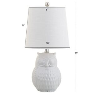 JONATHAN Y JYL1026A Hoot 20.5" Ceramic Mini LED Table Lamp, Cottage, Transitional, Modern, Elegant, Office, Living Room, Family Room, Dining Room, Bedroom, Hallway, Foyer, White Owl