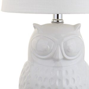 JONATHAN Y JYL1026A Hoot 20.5" Ceramic Mini LED Table Lamp, Cottage, Transitional, Modern, Elegant, Office, Living Room, Family Room, Dining Room, Bedroom, Hallway, Foyer, White Owl