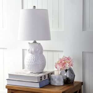 JONATHAN Y JYL1026A Hoot 20.5" Ceramic Mini LED Table Lamp, Cottage, Transitional, Modern, Elegant, Office, Living Room, Family Room, Dining Room, Bedroom, Hallway, Foyer, White Owl