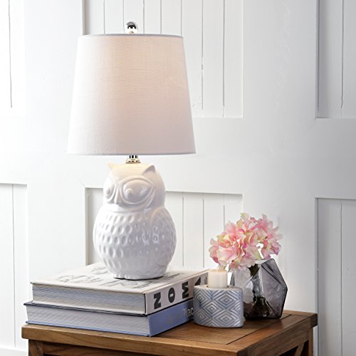 JONATHAN Y JYL1026A Hoot 20.5" Ceramic Mini LED Table Lamp, Cottage, Transitional, Modern, Elegant, Office, Living Room, Family Room, Dining Room, Bedroom, Hallway, Foyer, White Owl