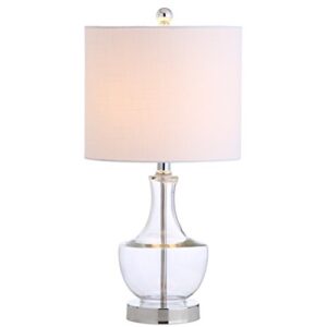 jonathan y jyl1029a colette 20" mini glass led table lamp, transitional, glam, global, modern, elegant, office, living room, family room, dining room, bedroom, hallway, foyer, clear