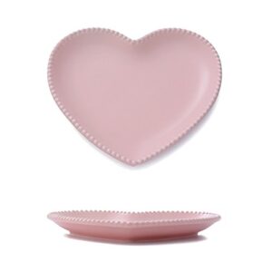 choold elegant ceramic heart shaped dessert plate for kitchen party, 7 inch - 1 pcs