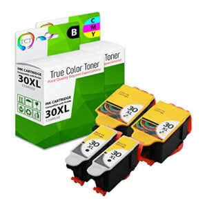 tct compatible ink cartridge replacement for kodak 30xl 30 xl high yield works with kodak esp c110 c310 c315, office 2150 printers (black, tri-color) - 4 pack