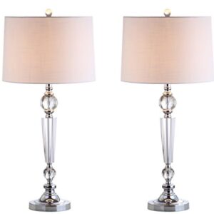 JONATHAN Y JYL2048A-SET2 Set of 2 Table Lamps Emma 29.5" Crystal LED Table Lamp Modern Contemporary Bedside Desk Nightstand Lamp for Bedroom Living Room Office College Bookcase, Clear