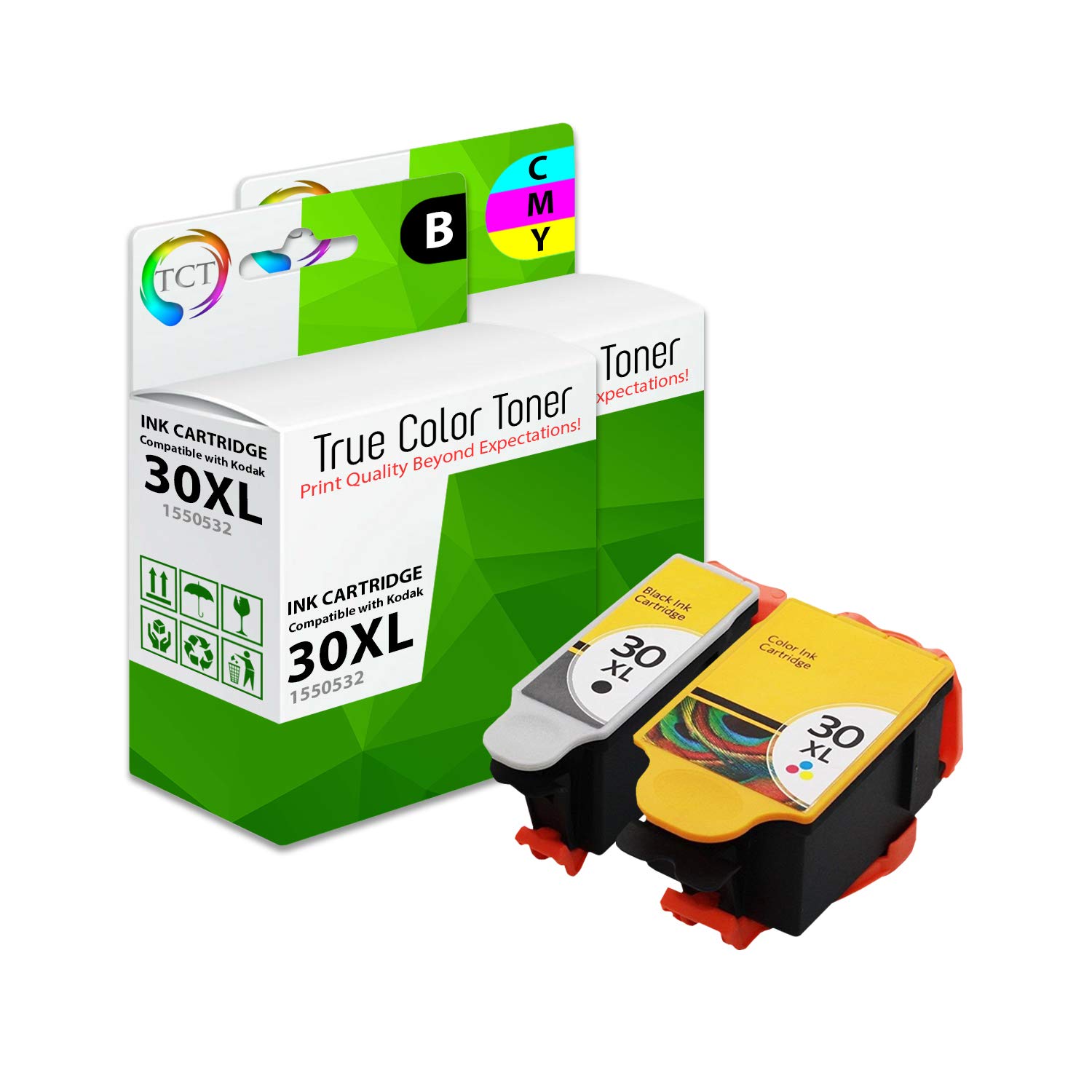 TCT Compatible Ink Cartridge Replacement for Kodak 30XL 30 XL High Yield Works with Kodak ESP C110 C310 C315, Office 2150 Printers (Black, Tri-Color) - 2 Pack