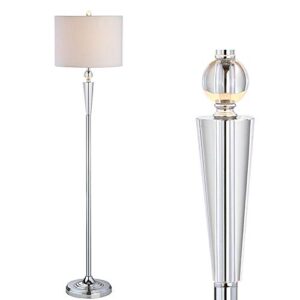 jonathan y jyl2022a reese 59.5" crystal led floor lamp modern,contemporary,traditional,glam for bedrooms, living room, office, reading, clear/chrome