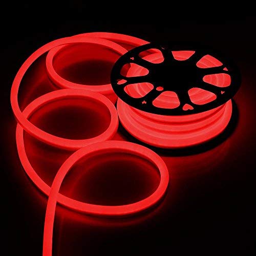 Red LED Neon Rope Lights Flex Waterproof LED Neon Lighting Wedding Party Home Decor Indoor Outdoor Room Decor Lighting and Commercial Lighting Use 110V 150FT