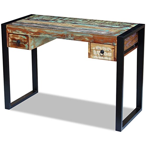 Festnight Reclaimed Wood Console Table Office Computer Desk with 2 Drawers