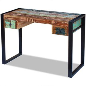 Festnight Reclaimed Wood Console Table Office Computer Desk with 2 Drawers