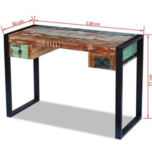 Festnight Reclaimed Wood Console Table Office Computer Desk with 2 Drawers