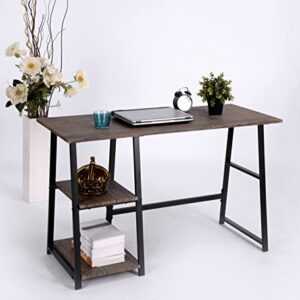 Vintage Brown Finish Computer Writing Study Trestle Desk Modern Vintage Home Office