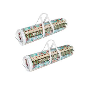 elf stor 83-dt5054 gift wrap storage bags holds 40-inch rolls of paper-2 pack, clear,x-large