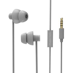 maxrock sleeping headphones, in-ear soundproof earplug soft earbuds with mic noise cancelling sleep earphones earpods for side sleeper, insomnia, snoring, air travel, bedtime listening… (gray)