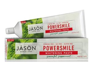 jason powersmile whitening toothpaste, powerful peppermint, 6 oz each (2 pack)