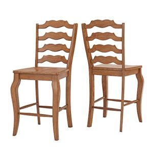 Inspire Q Eleanor French Ladder Back Wood Counter Chair (Set of 2) by Classic Black Antique, Wood Finish