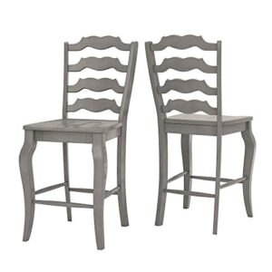 Inspire Q Eleanor French Ladder Back Wood Counter Chair (Set of 2) by Classic Black Antique, Wood Finish