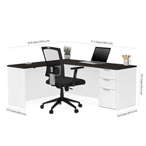 Bestar Pro-Concept Plus L-Shaped Desk with Pedestal, White & Deep Grey