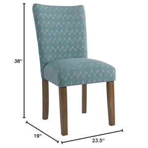 HomePop Parsons Classic Upholstered Accent Dining Chair, Teal (Set of 2)