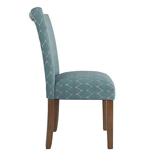 HomePop Parsons Classic Upholstered Accent Dining Chair, Teal (Set of 2)