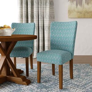 HomePop Parsons Classic Upholstered Accent Dining Chair, Teal (Set of 2)