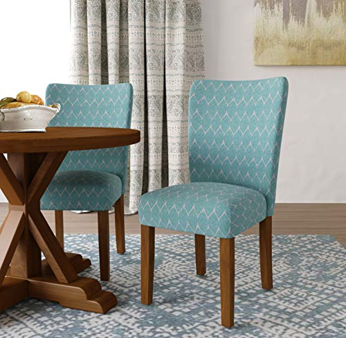 HomePop Parsons Classic Upholstered Accent Dining Chair, Teal (Set of 2)