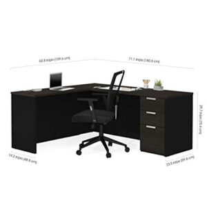 Bestar Pro-Concept Plus L-Shaped Desk with Pedestal, Deep Grey & Black